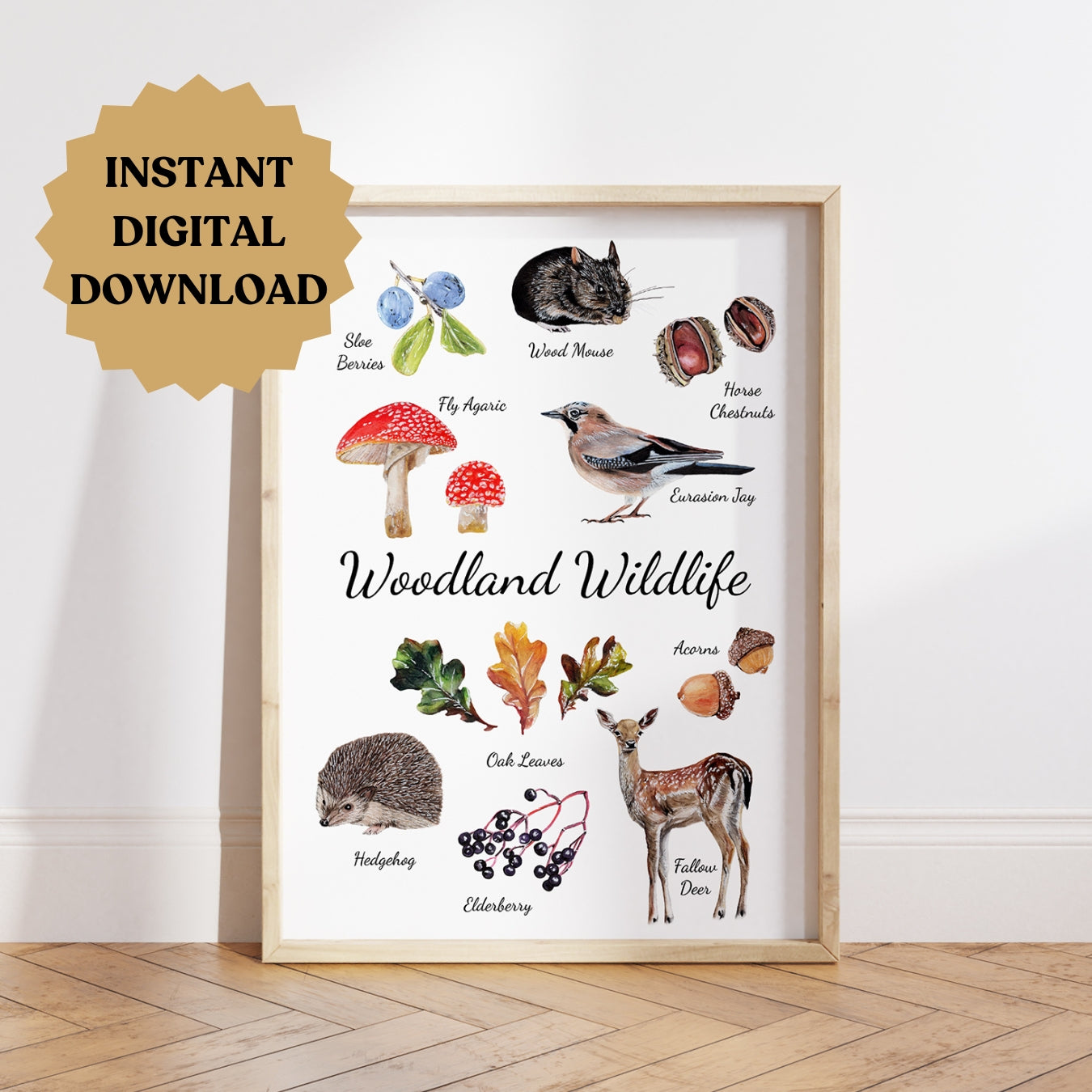 UK Woodland Wildlife Printable | Nature-Inspired Children's Wall Art ...